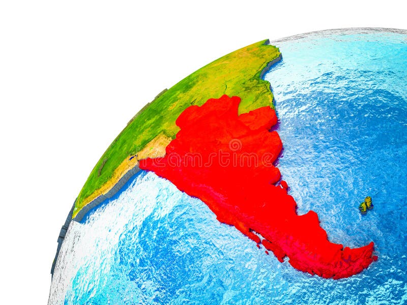 Mapa Del Cono Sur En La Tierra 3D Aislada Imagen de archivo - Imagen de ...