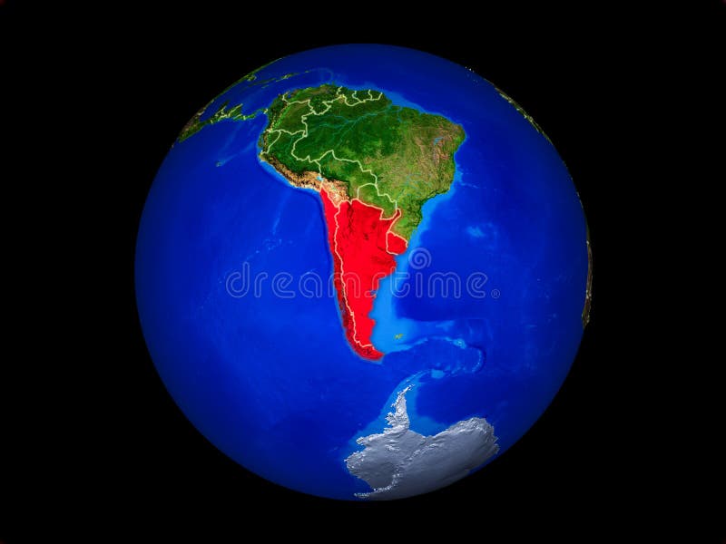 Cono Sur Con Las Banderas En El Globo Stock de ilustración ...