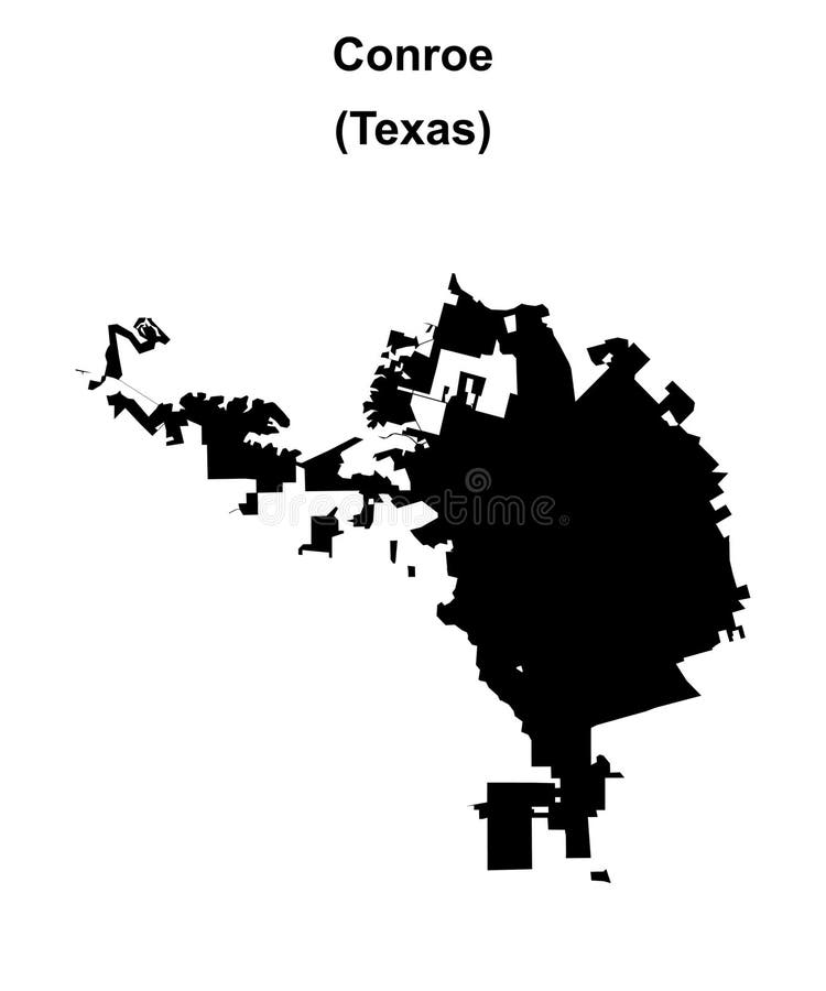Conroe outline map stock vector. Illustration of city - 357643693