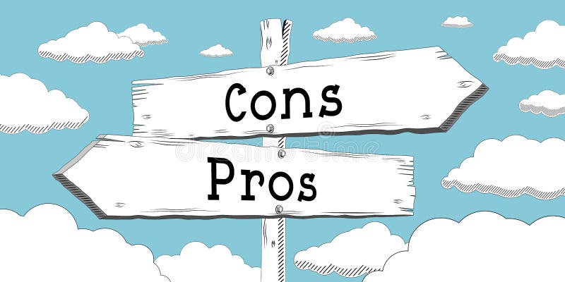 Cons and Pros - Outline Signpost with Two Arrows Stock Illustration ...