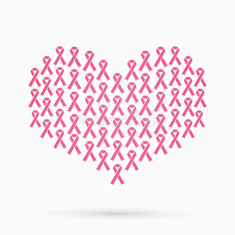 Rose D'emblème De Forme De Coeur Avec Le Cancer Du Sein De Symbole ...
