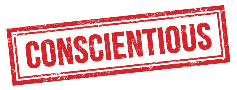 CONSCIENTIOUS Text on Red Grungy Vintage Stamp Stock Illustration ...