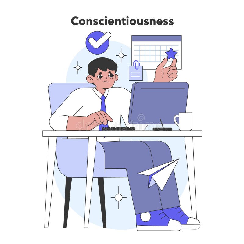 Conscientiousness Aspect of the Big Five Personality. Flat Vector ...