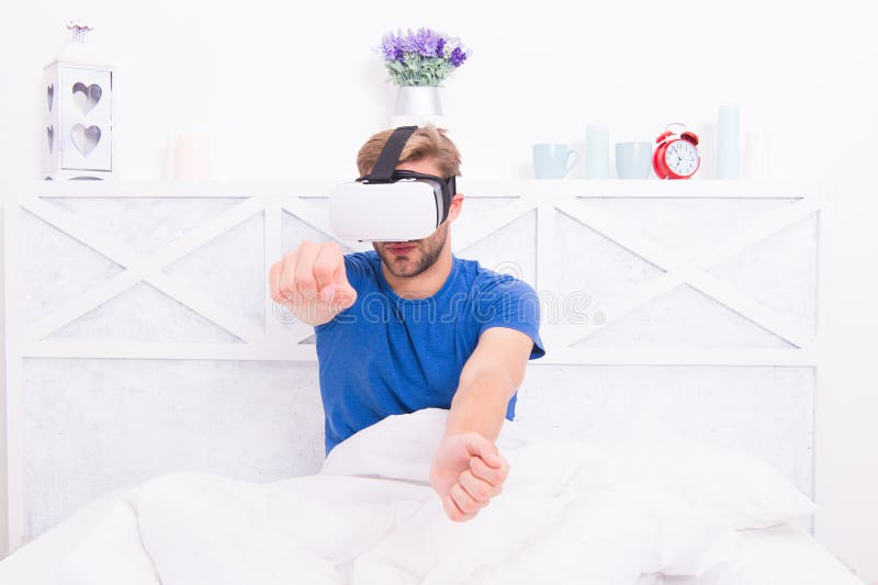 Conscious Awakening. Return To Reality. Man Explore Vr while Relaxing ...