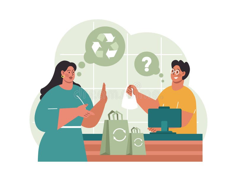 Conscious Consumption. Character with Eco-friendly Life-style Stock ...