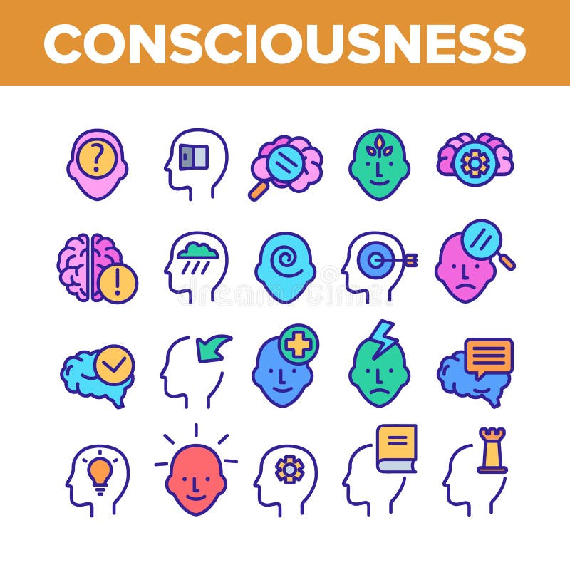 Consciousness Collection Elements Icons Set Vector Stock Vector ...