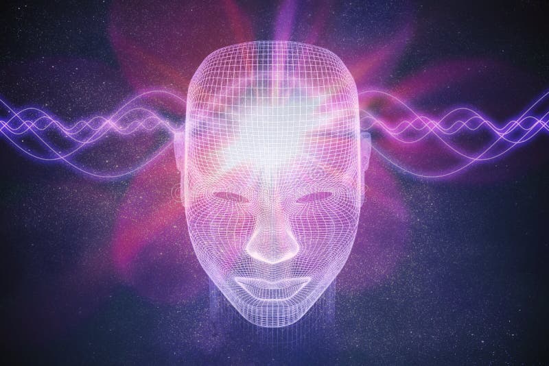 Consciousness, Metaphysics or Artificial Intelligence Concept. Waves Go ...