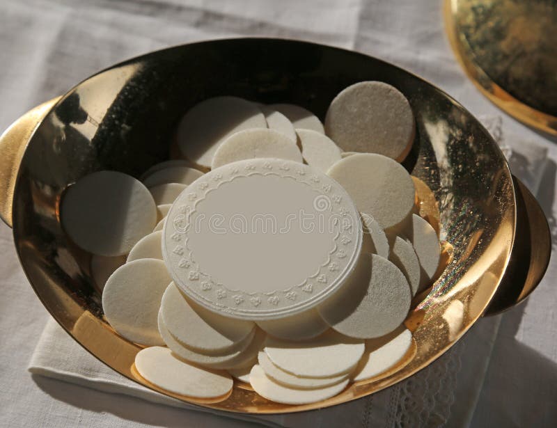 Consecrated Host during the Mass of First Communion Stock Image - Image ...