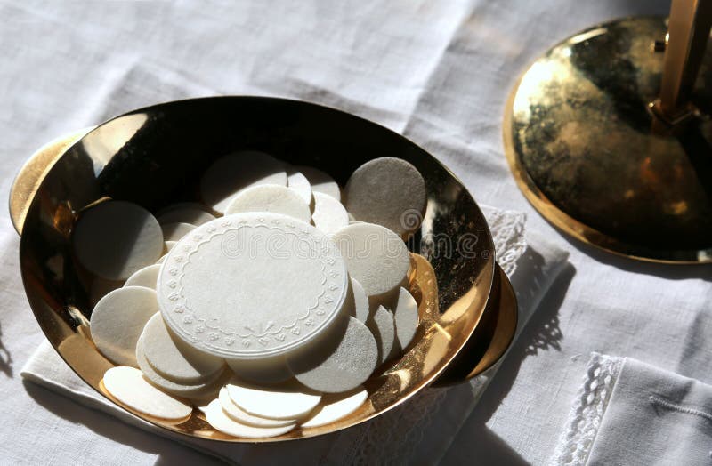 Consecrated Host during the Mass of First Communion Stock Image - Image ...