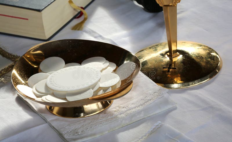 Consecrated Host during the Mass of First Communion Stock Image - Image ...