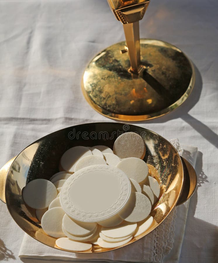Consecrated Host during the Mass of First Communion Stock Image - Image ...