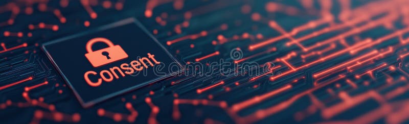 Consent Button on Digital Circuit Background Symbolizes Data Security ...