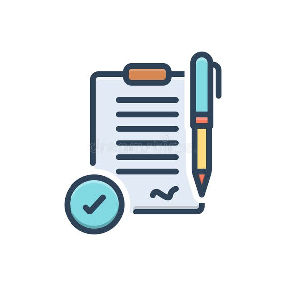 Color Illustration Icon for Consent, Permission and Document Stock ...