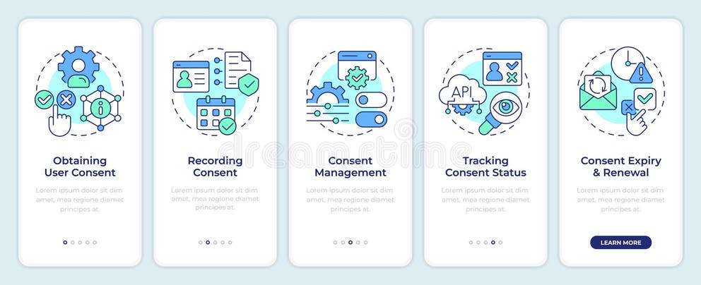 Consent Lifecycle Management Onboarding Mobile App Screen Stock ...