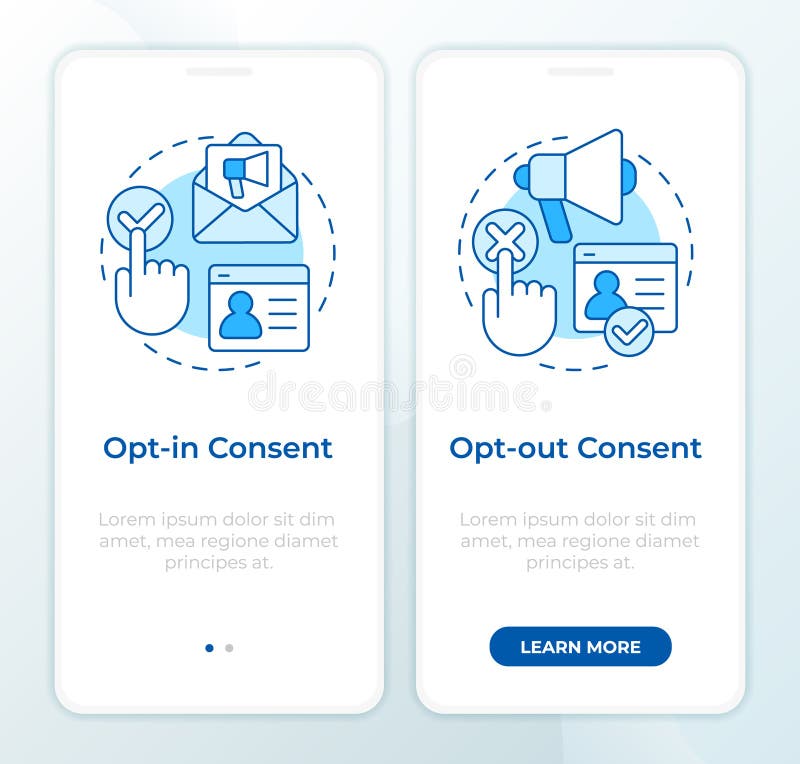 Consent Models Blue Onboarding Mobile App Screen Stock Illustration - Illustration of phone ...