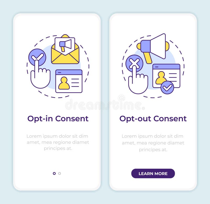 Consent Models Onboarding Mobile App Screen Stock Illustration ...