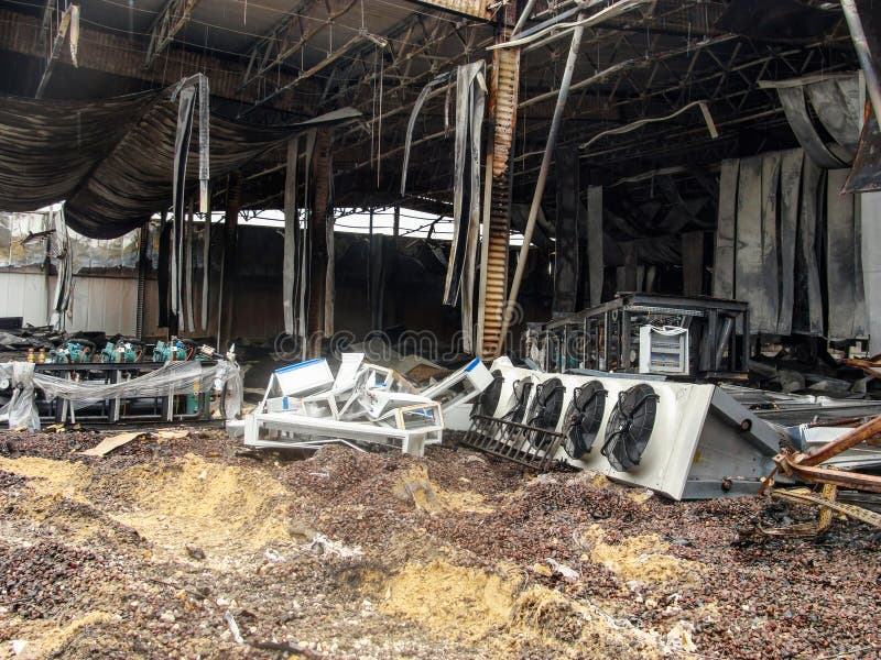 Consequences of a Fire in Warehouse, Destroyed Structures, Industrial ...