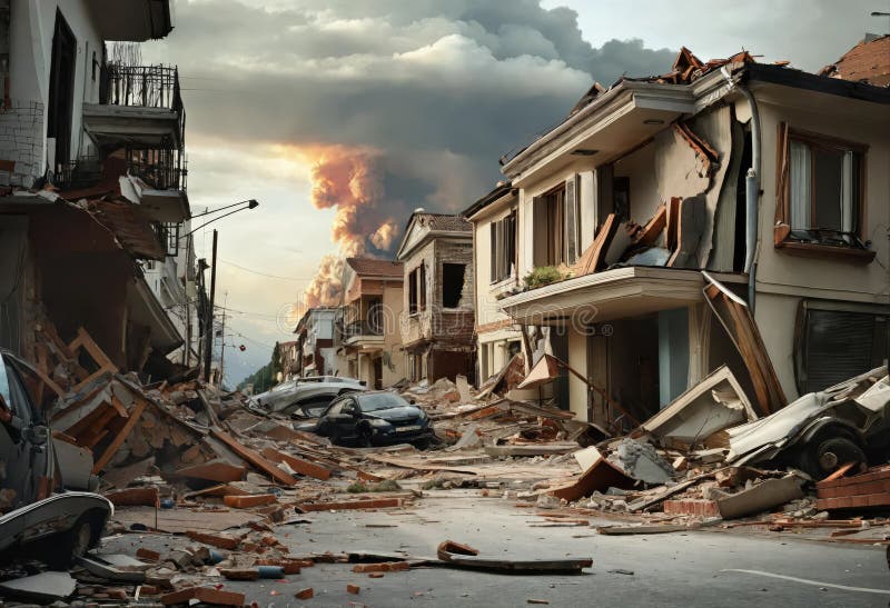 Consequences of a Powerful Earthquake in City Stock Illustration ...