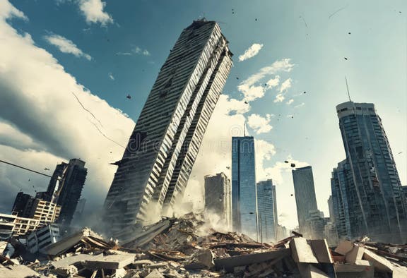 Consequences of a Powerful Earthquake in City Stock Illustration ...