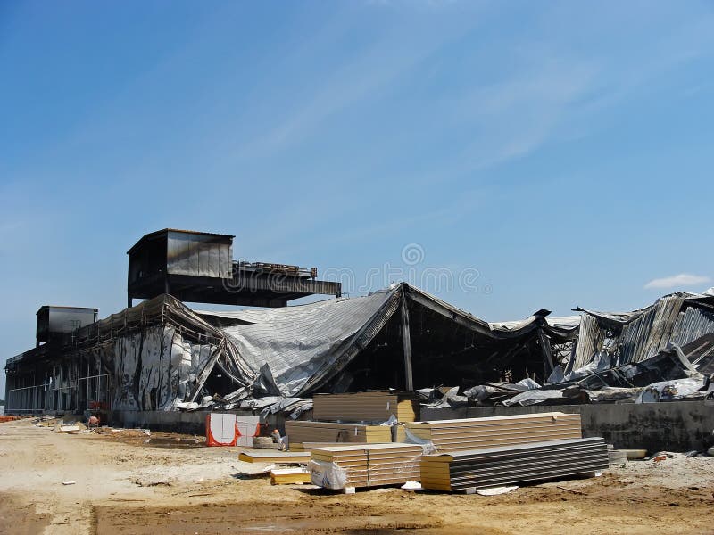 Consequences of a Warehouse Fire. the Metal Structure Building ...