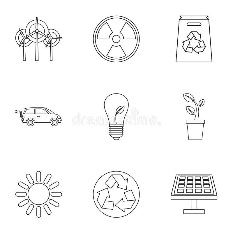 Conservation Icons Set, Outline Style Stock Vector - Illustration of ...