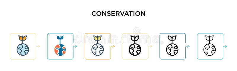 Conservation Vector Icon in 6 Different Modern Styles. Black, Two ...