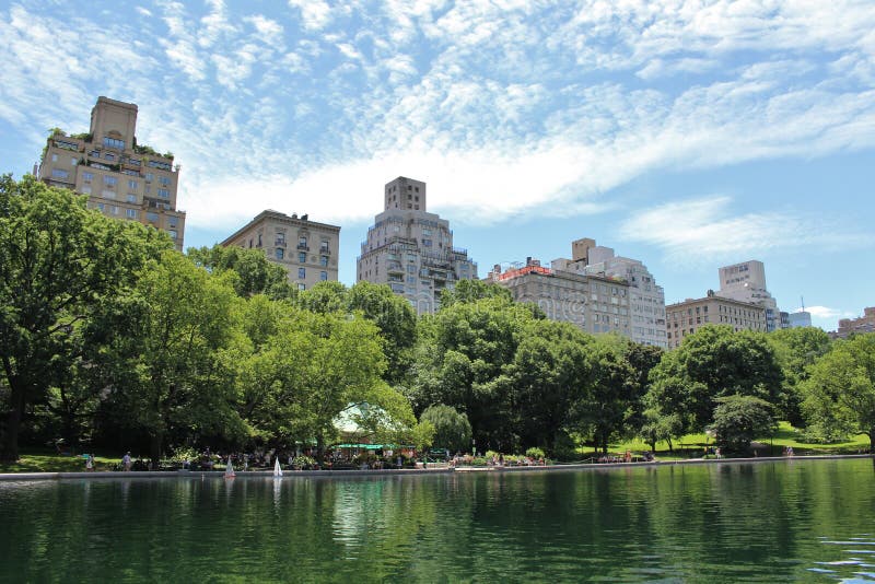 Conservatory Water, Central Park Stock Image - Image of relaxation ...