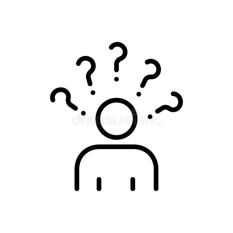Black Line Icon for Consideration, Why and Question Stock Illustration ...