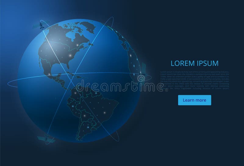 World Network Map. Vector Image of a Global Map with Lights in the Form ...