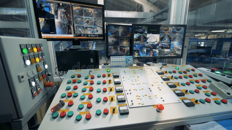Control Room. Console Board in a Special Room at a Factory Facility ...