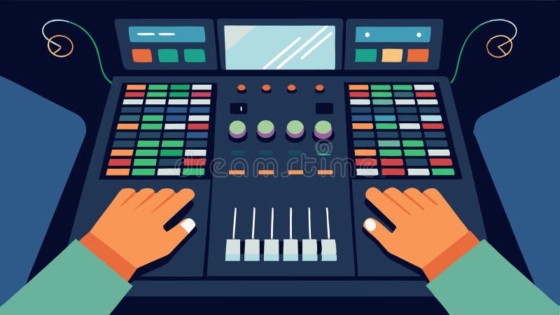 Console Control a Closeup Illustration of a Technicians Hands Operating ...