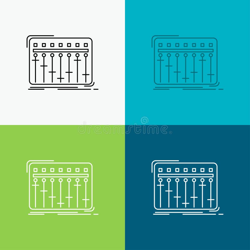 Console, Dj, Mixer, Music, Studio Icon Over Various Background. Line ...