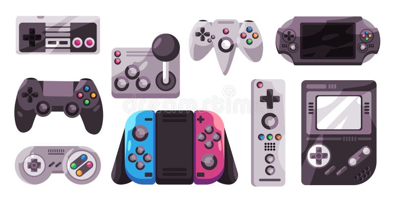 Console Game Controller Set Collection Illustration Switch and Remote ...