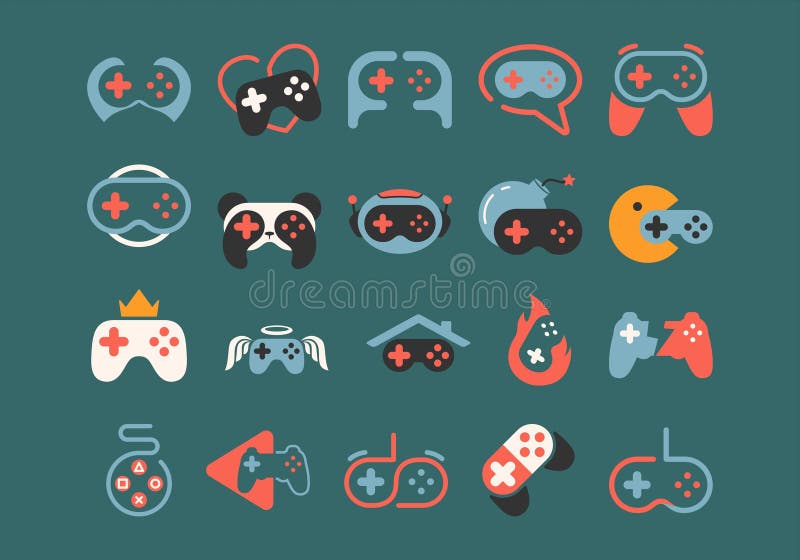 Console Game Logos Element Set Stock Vector - Illustration of control ...