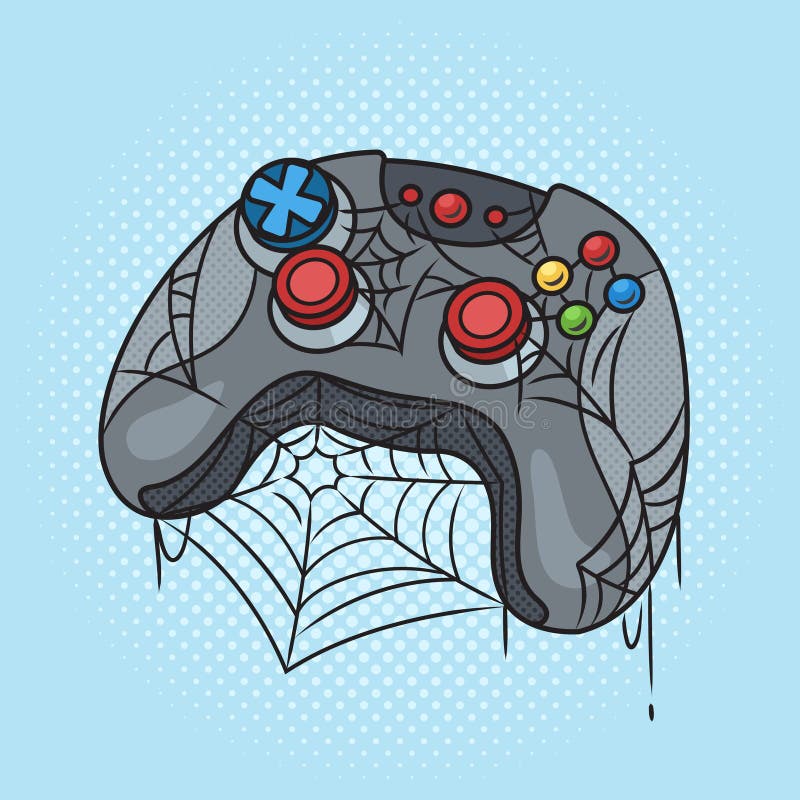 Console Gamepad Joystick Pop Art Vector Hand Drawn Stock Vector ...