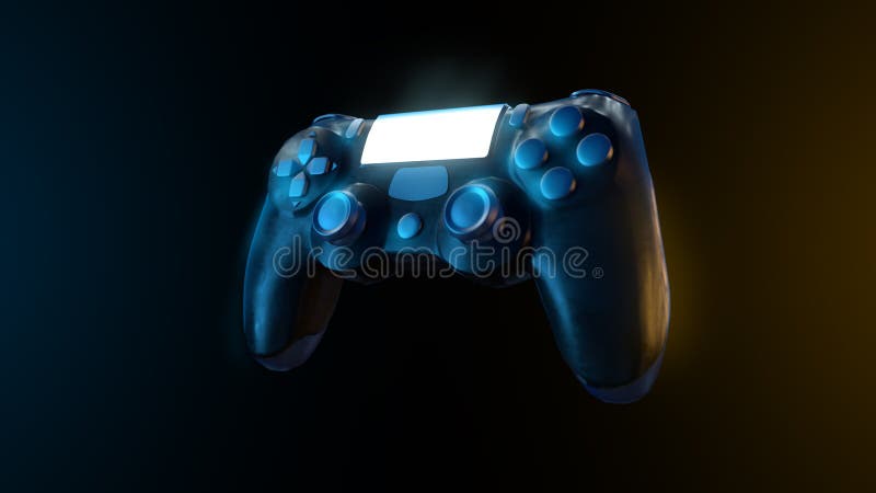 Console Gaming Controller 3d Rendering. Retro Gamepad Op Zwarte ...