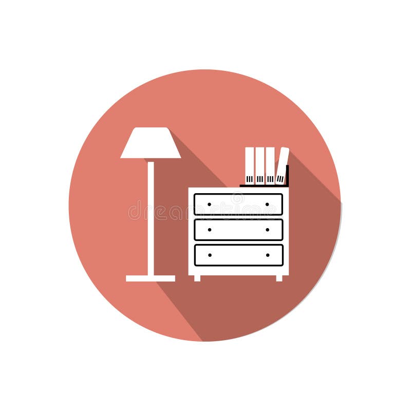Console and Night Lamp, Flat Icons in Circles with Long Shadows Vector ...