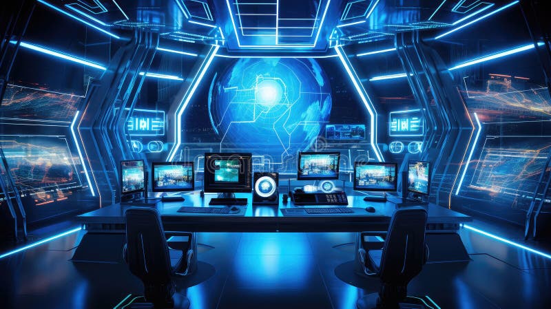 Console sci fi interior stock illustration. Illustration of urgency ...