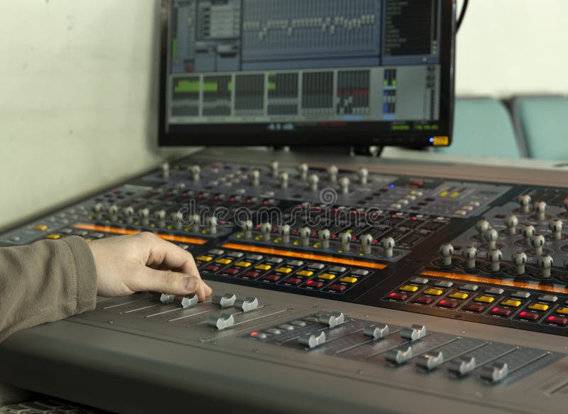 Console sound engineer stock image. Image of button, broadcast - 51252281
