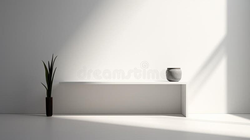 Modern Console on Plain White Background with Moody Shadows Stock ...