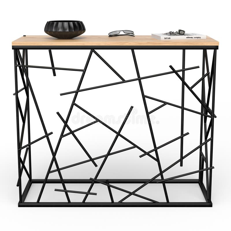 Console Table in Loft Style Stock Illustration - Illustration of plant ...