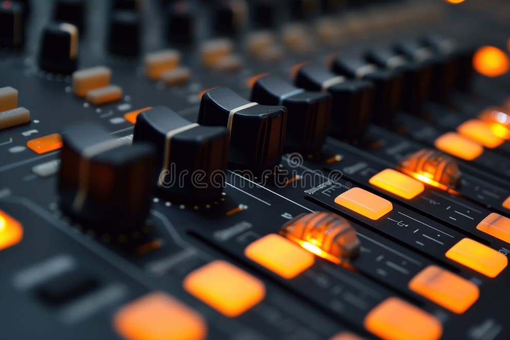 A Console with Volume Control Panel Sound Mixer, Equalizer Stock Photo ...