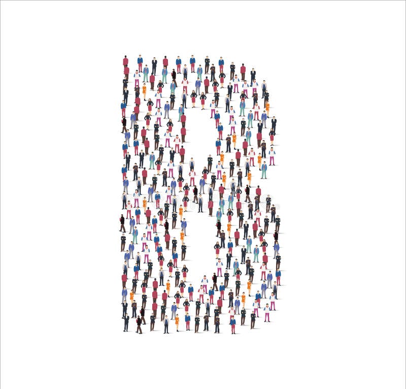 A Consonant B Symbol Made from a Large Group of People Stock Vector ...