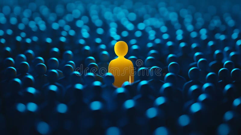 A Conspicuous Yellow Figure is Noticeable Amidst a Crowd of Blue ...