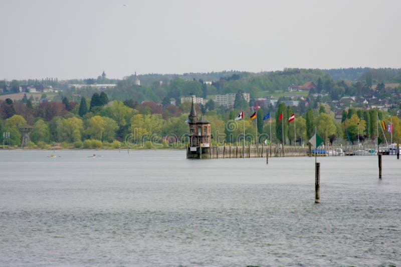 Constance. Germany. Lighthouse Stock Image - Image of reflection ...