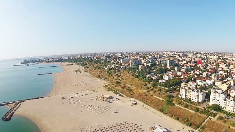 Constanta, Praia De Tomis, Romênia, Vista Aérea Video Estoque - Vídeo ...