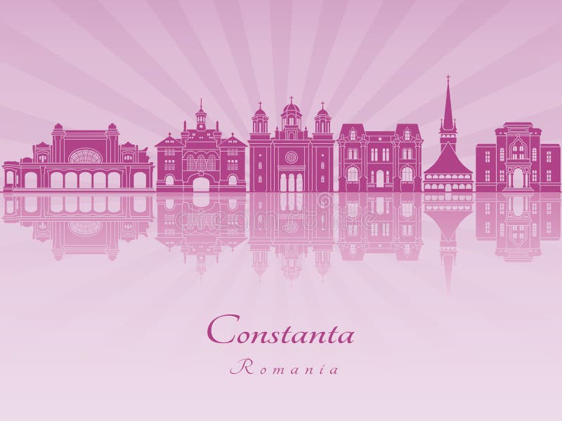 Constanta Skyline in Purple Radiant Orchid Stock Vector - Illustration ...