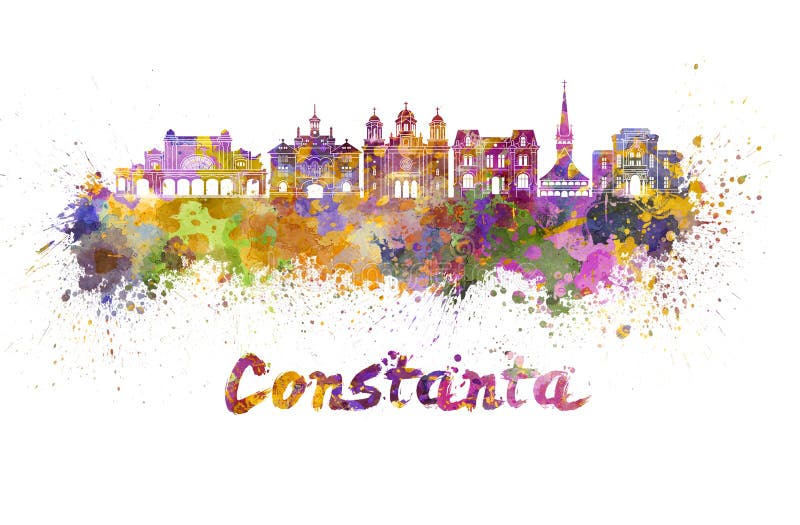 Constanta Skyline in Watercolor Stock Illustration - Illustration of ...
