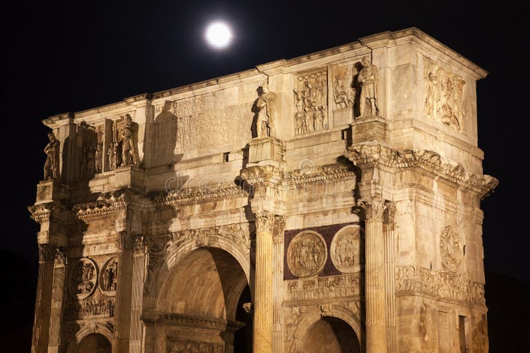 Constantine Arch Moon Close Rome Italy Stock Image - Image of moon ...
