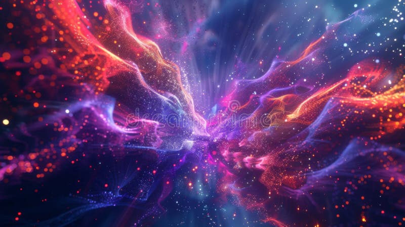 A Constantly Changing Display of Neon Particle Explosions Combining To ...